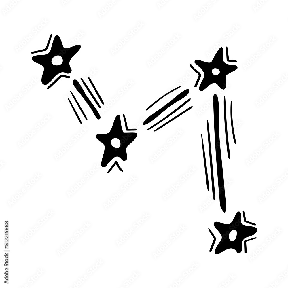 Hand drawn constellation, stars. Magical element. Astronomy. Symbol of ...