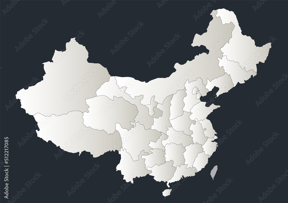 China map, Infographics flat design colors snow white, with individual ...