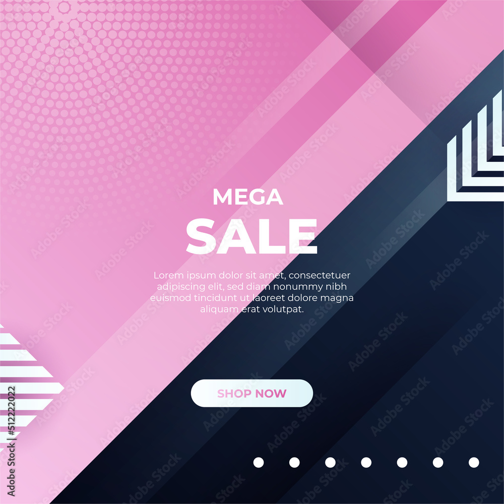 Editable minimal square banner template. Black and pink background ...