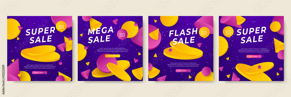 Sale and design background set with colorful abstract shapes. Special ...