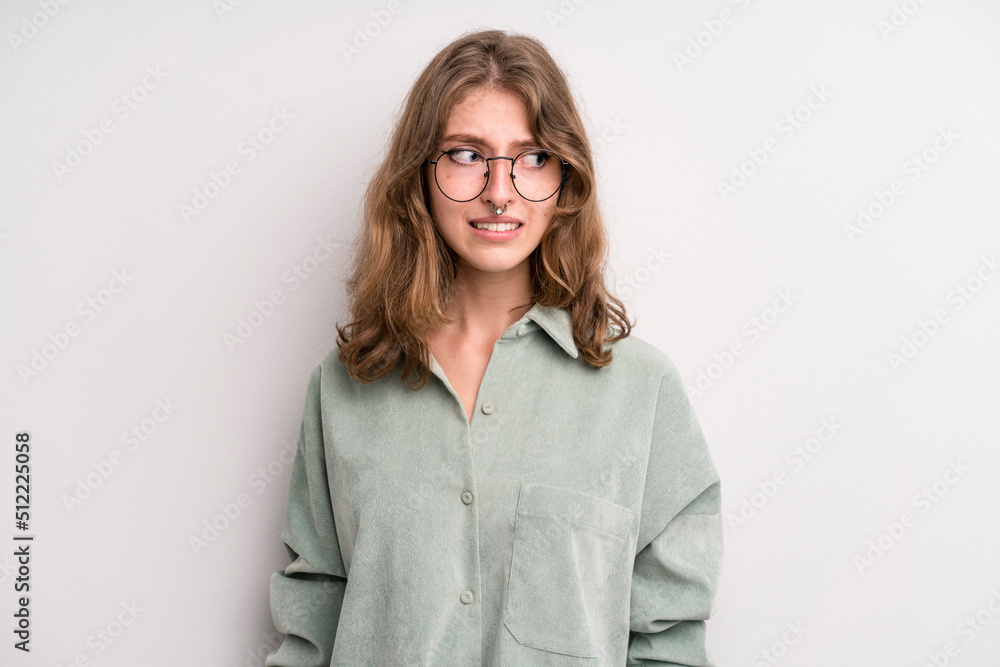 teenager young girl looking worried, stressed, anxious and scared ...