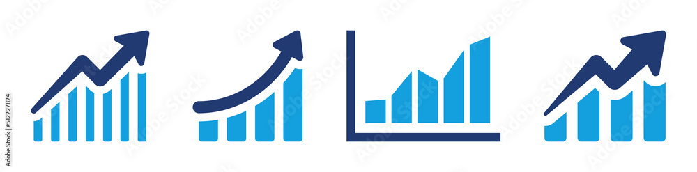 Chart icon vector set. Increasing data graph symbol for growth ...
