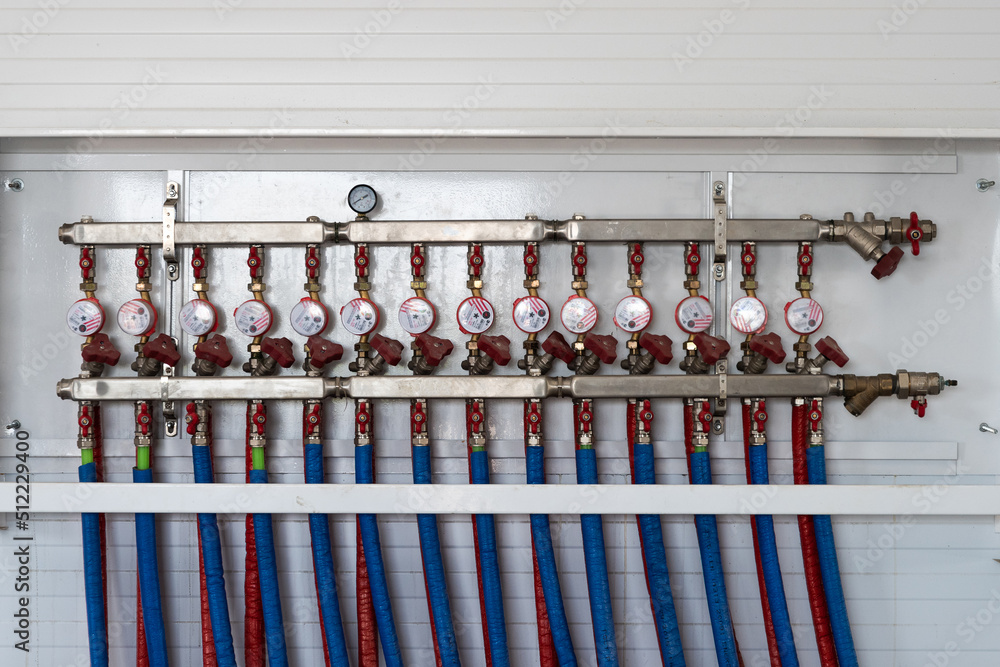 Gauges and display on an industrial compressor. Industrial ...