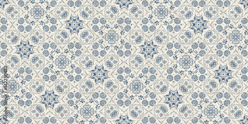 French blue floral french printed fabric border pattern for shabby chic ...