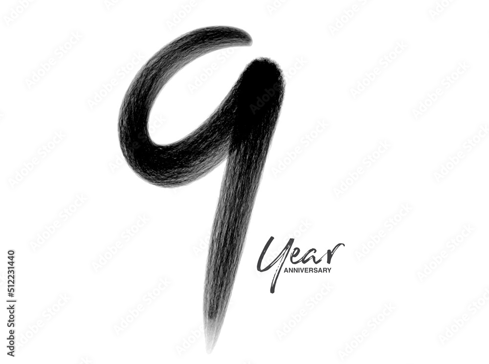 Vetor de 9 Years Anniversary Celebration Vector Template, 9 Years logo ...