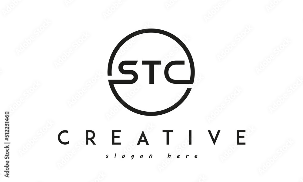 initial STC three letter logo circle black design Stock Vector | Adobe ...