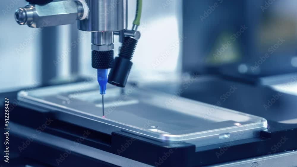 4K: Automated machine in a smartphone assembly line.Seamless loop ...