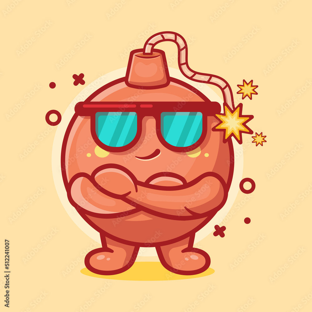 cute round bomb character mascot with cool expression isolated cartoon ...