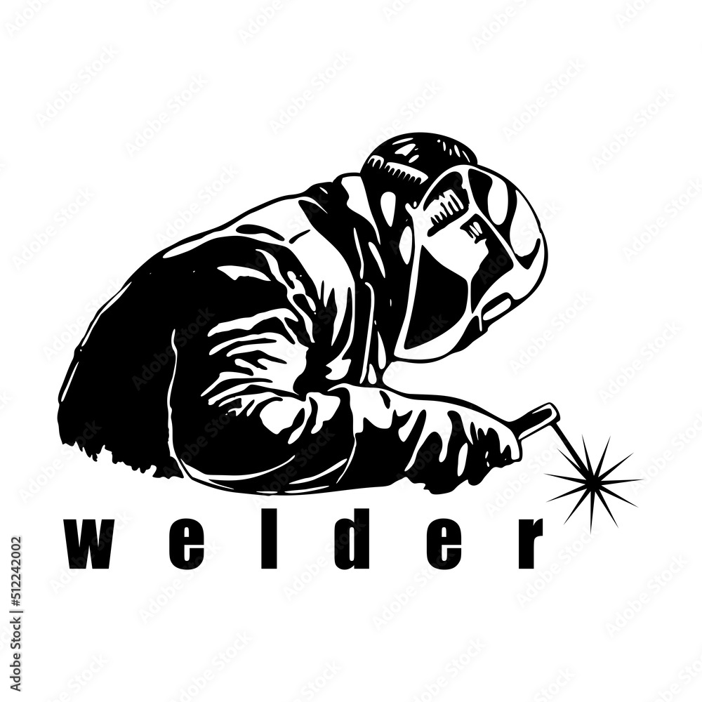 Welder illustration sketch design icon logo vector Stock Vector | Adobe ...