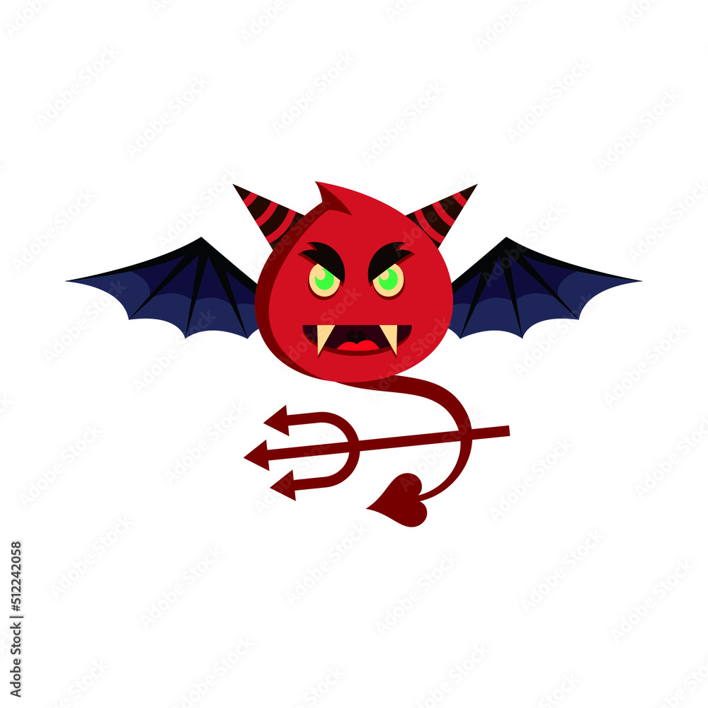 Cute red demon logo. Red devils vector. Stock Vector | Adobe Stock