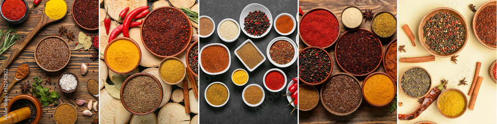 Collection of aromatic spices, top view Stock Photo | Adobe Stock