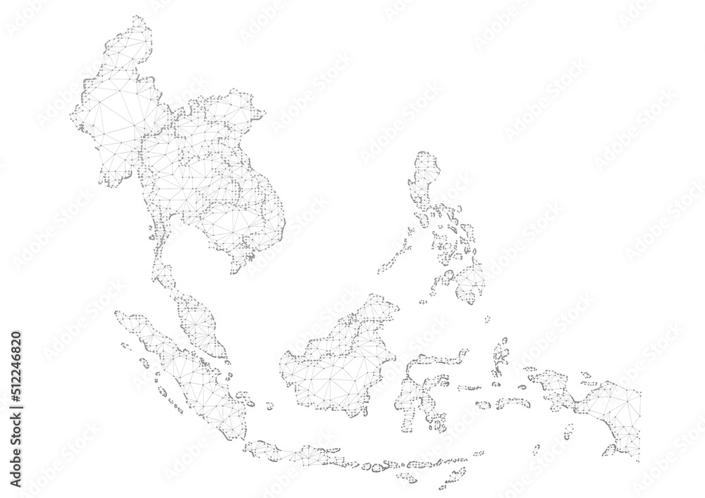 Asean Map dotted style illustration, for background (AEC, AFTA, ASEAN ...