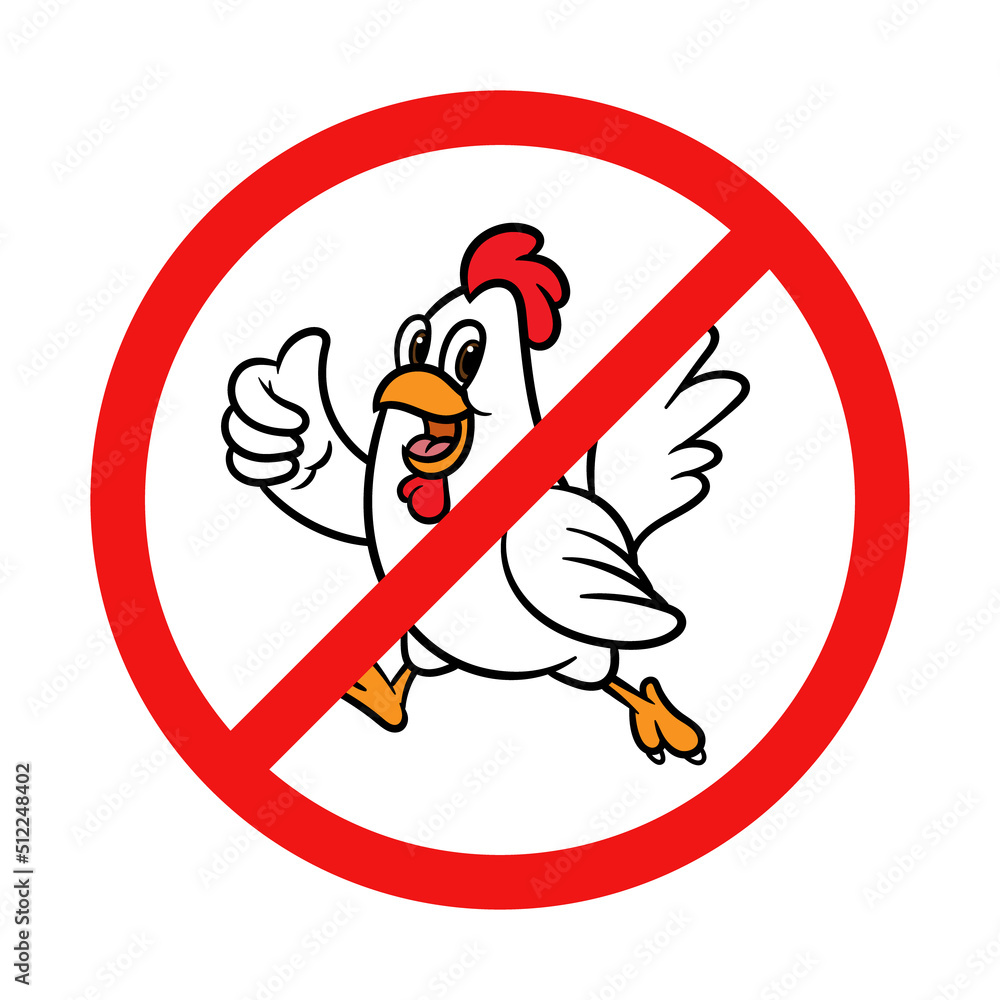 No Chicken Sign on White Background Stock Vector | Adobe Stock