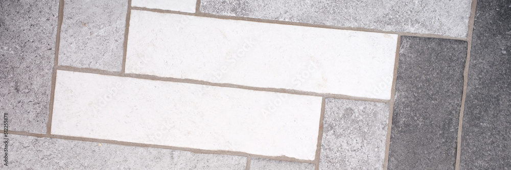 Rectangular floor tiles in white and gray tones Stock Photo | Adobe Stock