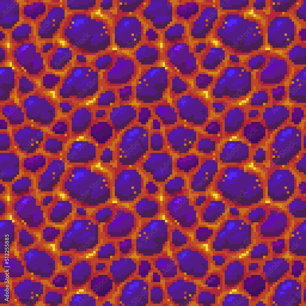 Pixel art lava surface. Magma texture seamless tile backdrop Stock ...