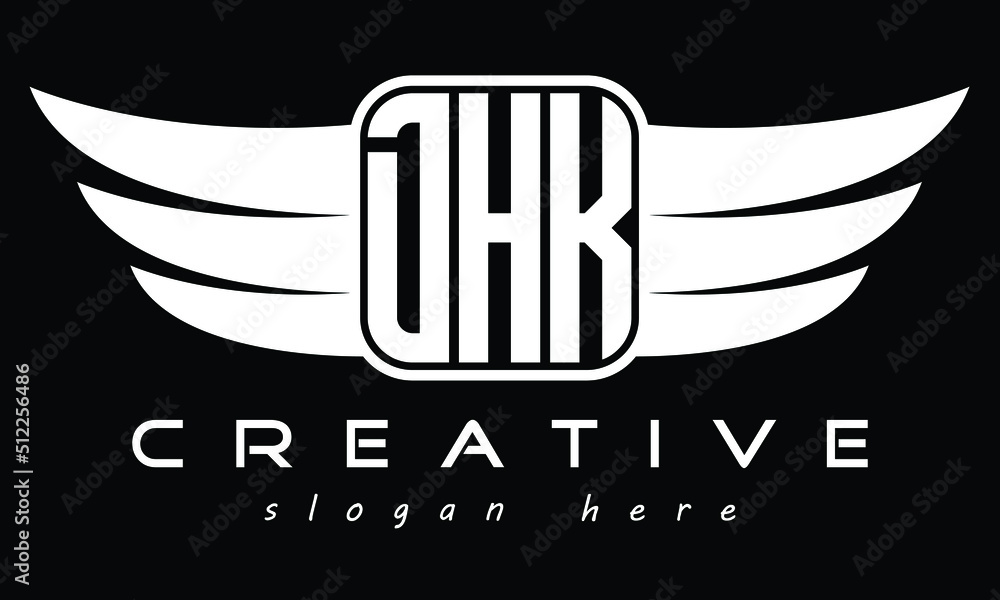DHK Three letter Wing minimal typography font Monogram emblems flying ...