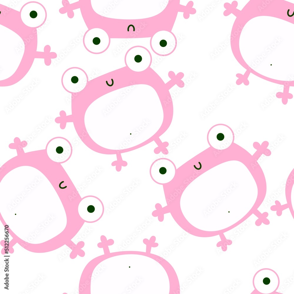 Cartoon seamless kawaii frogs pattern for kids and kindergarten and ...