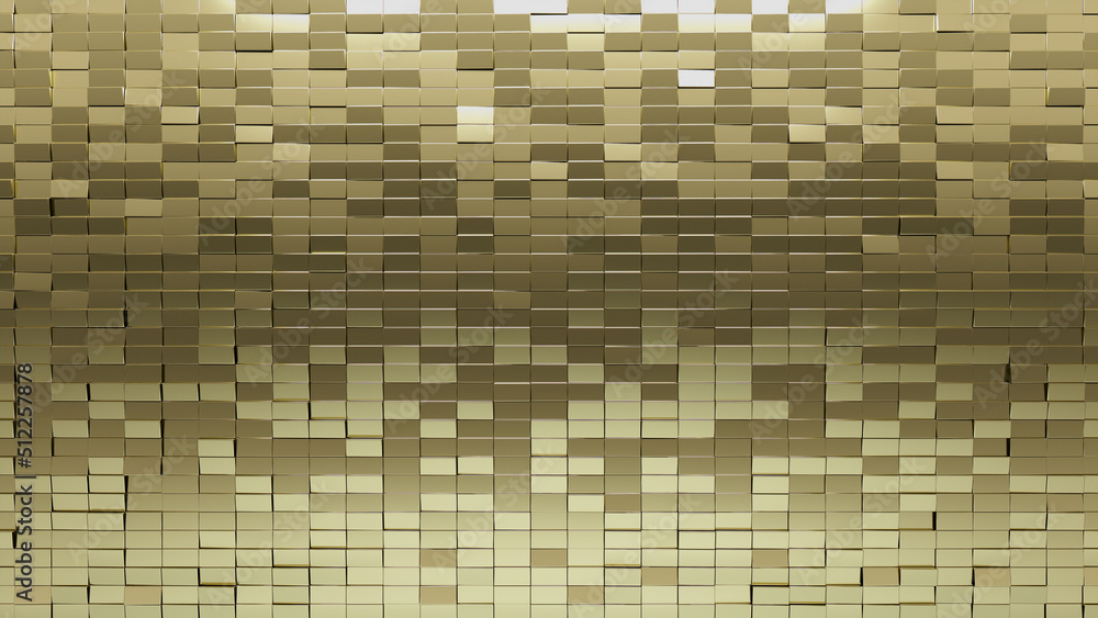 3D, Gold Wall background with tiles. Polished, tile Wallpaper with ...