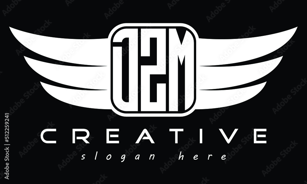 DZM Three letter Wing minimal typography font Monogram emblems flying ...
