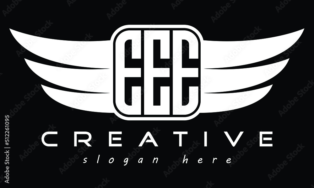 EEE Three letter Wing minimal typography font Monogram emblems flying ...
