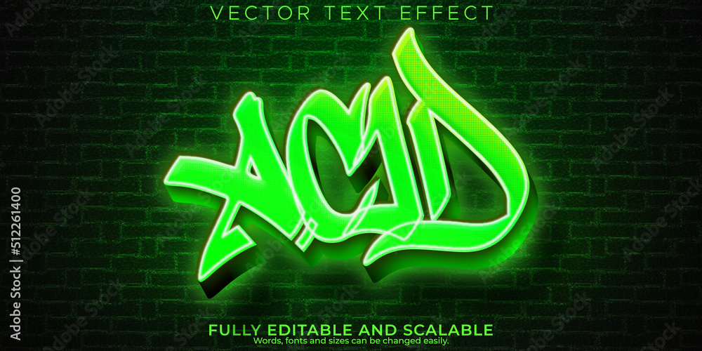 Acid graffiti text effect, editable spray and urban font style Stock ...