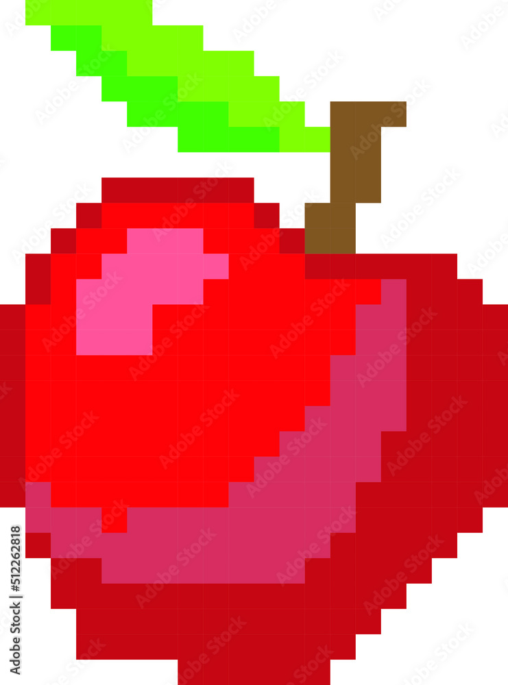 apple Pixel Art isolated on white Background Stock Vector | Adobe Stock