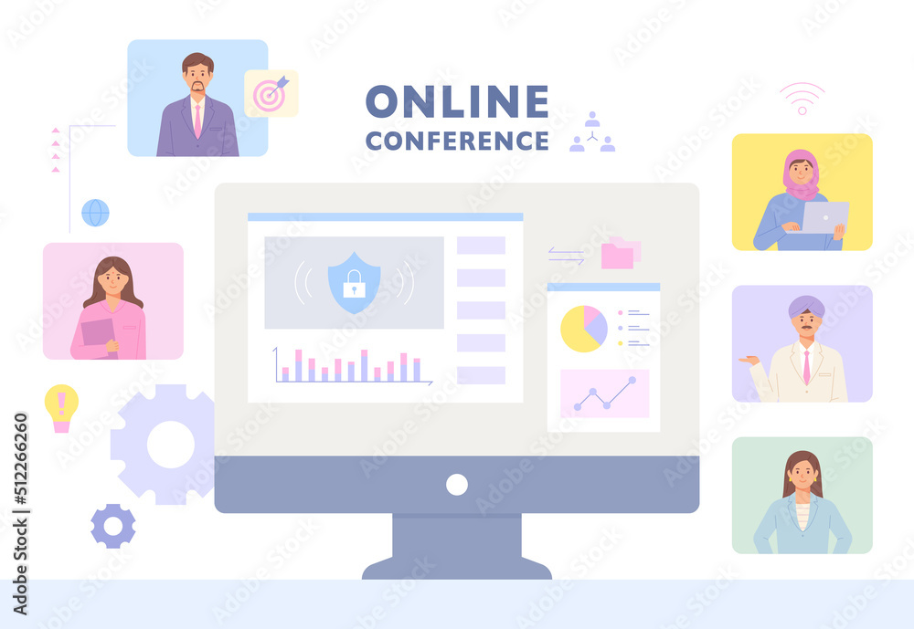 Business people having online video conference. Screens of people ...