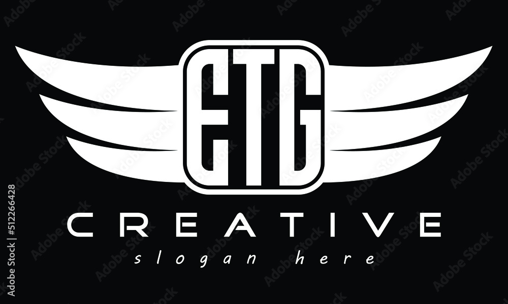 ETG Three letter Wing minimal typography font Monogram emblems flying ...