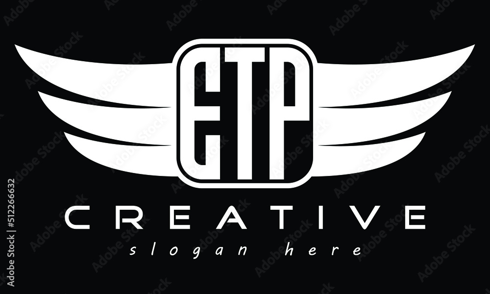 ETP Three letter Wing minimal typography font Monogram emblems flying ...