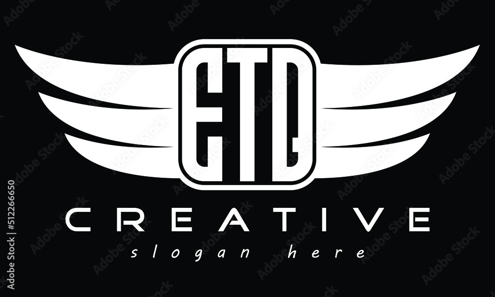 ETQ Three letter Wing minimal typography font Monogram emblems flying ...