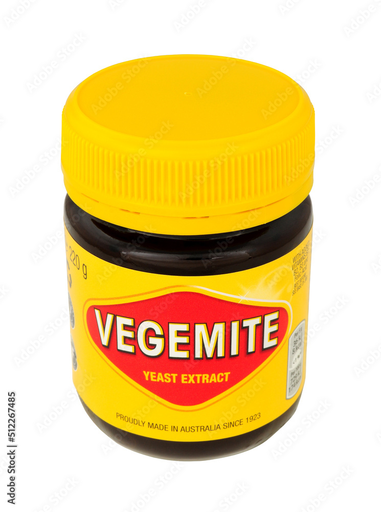 Vegemite savoury yeast extract spread in a 220g jar Stock Photo | Adobe ...