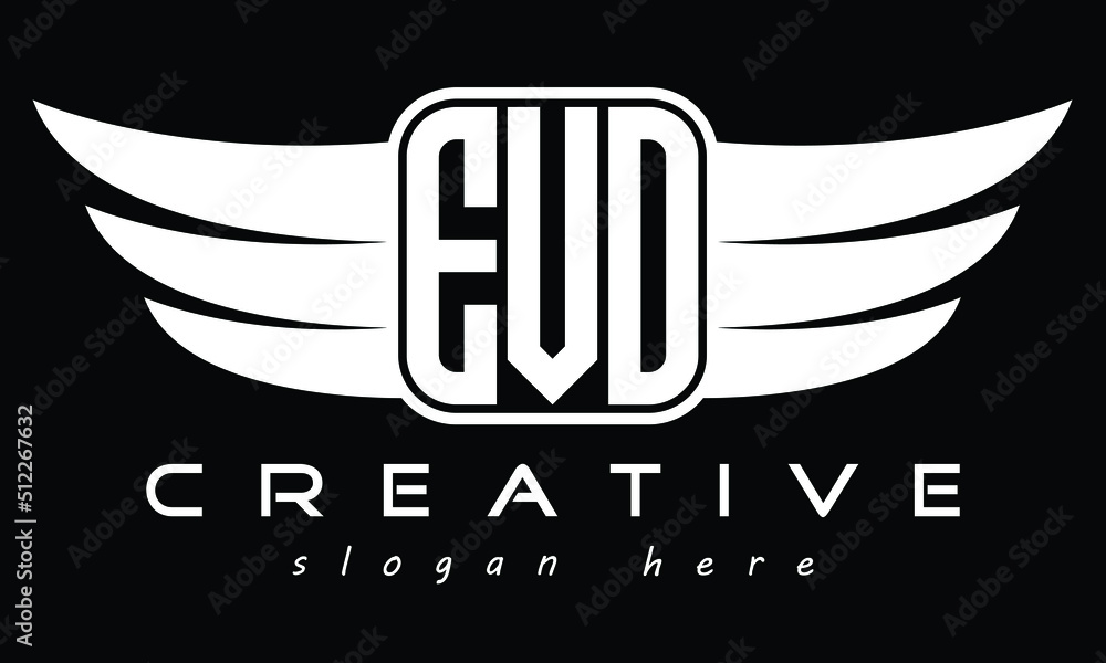 EVO Three letter Wing minimal typography font Monogram emblems flying ...
