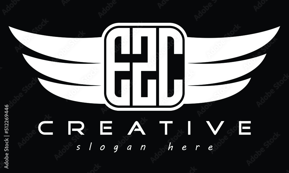 Three letter EZC Wing minimal typography font Monogram emblems flying ...