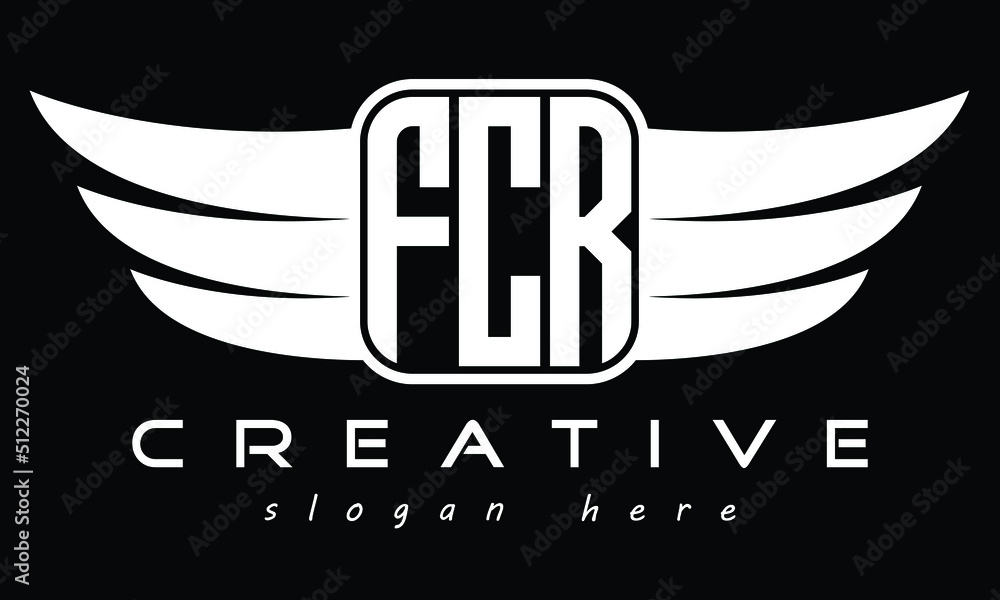 Three letter FCR Wing minimal typography font Monogram emblems flying ...