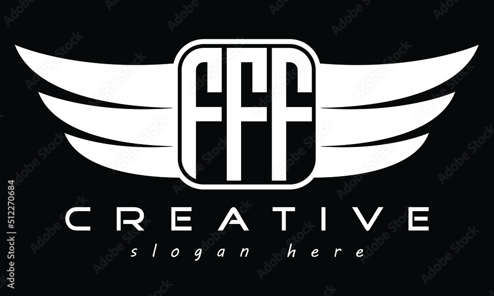 Three letter FFF Wing minimal typography font Monogram emblems flying ...