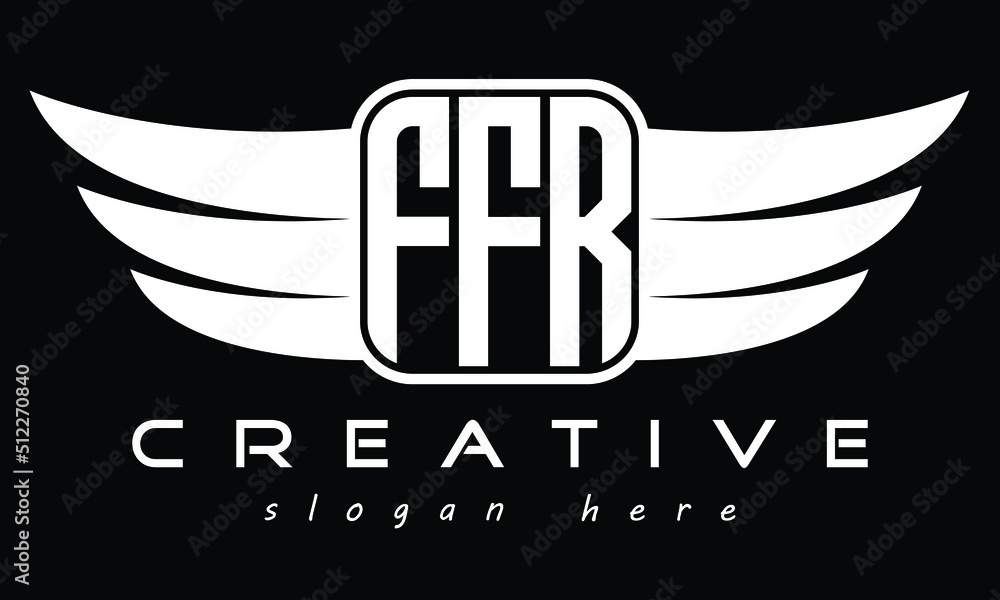 Three letter FFR Wing minimal typography font Monogram emblems flying ...