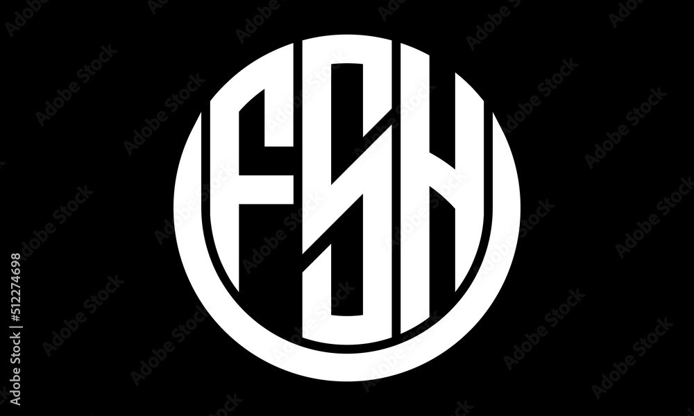 Vecteur Stock FSH shield in circle logo design vector template. letter ...