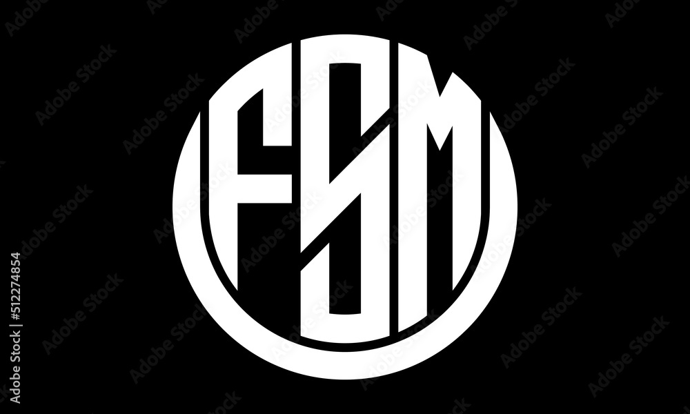 FSM shield in circle logo design vector template. letter mark, wordmark ...