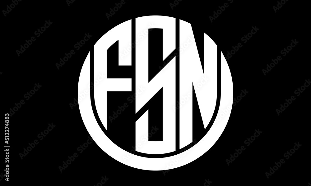Vecteur Stock FSN shield in circle logo design vector template. letter mark, wordmark, monogram ...