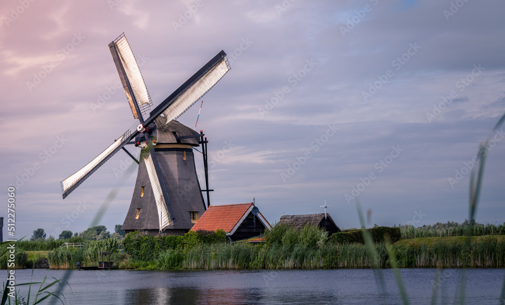 dutch windmill in the country Stock Photo | Adobe Stock