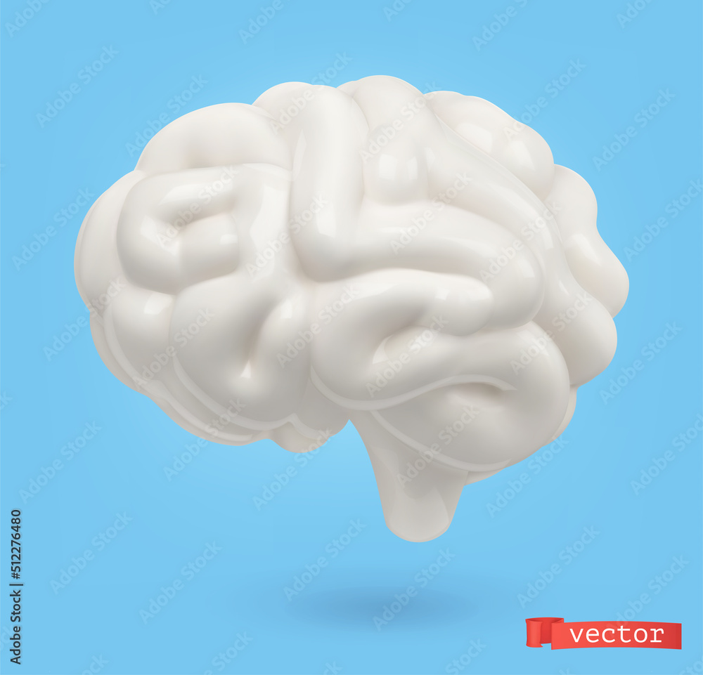 Brain 3d vector cartoon icon Stock Vector | Adobe Stock