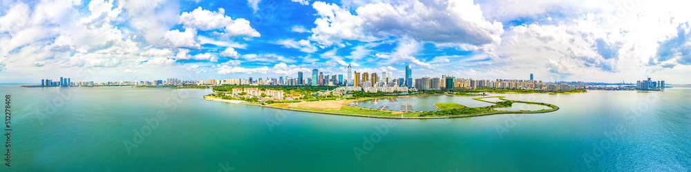 Haikou City Skyline Panoramic View in the Coastal CBD Area, the Capital ...