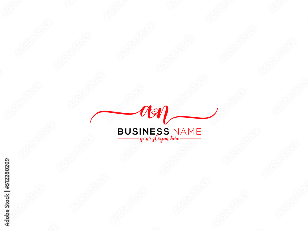 Signature AN Letter Love Logo, Letter An na Signature Logo Icon Vector ...