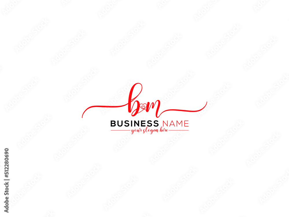 Letter BM Signature Logo Icon, Signature Bm mb Love Fashion Logo Image ...