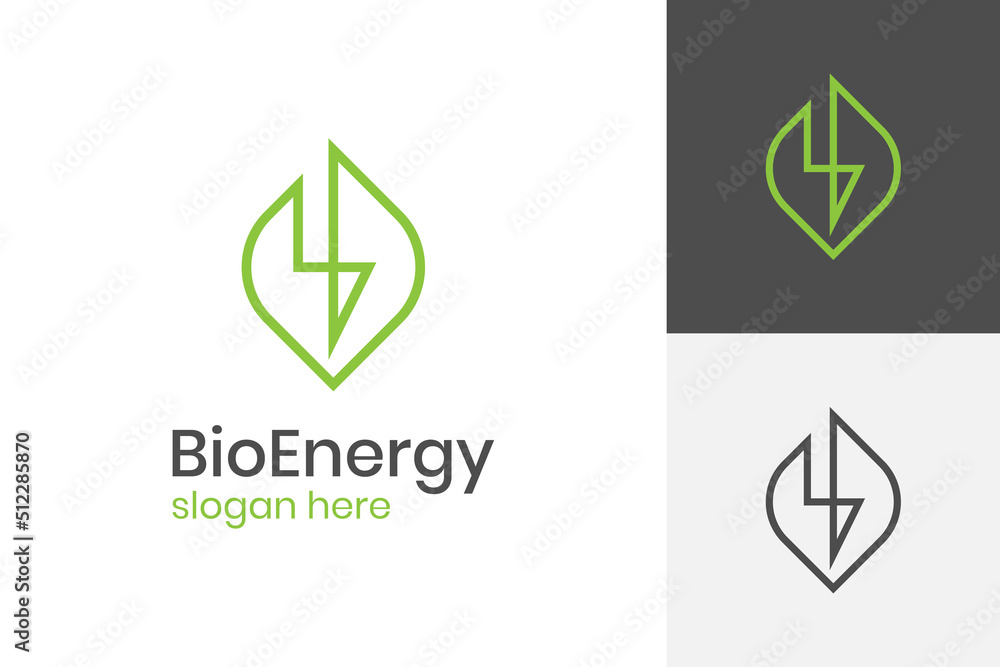 Eco Energy Vector Logo with leaf symbol icon design, Green bio leaf ...
