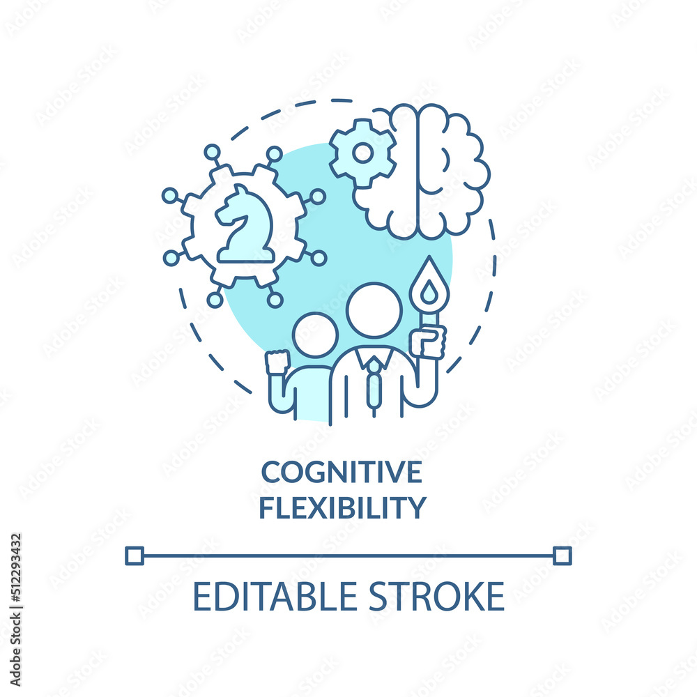 Cognitive flexibility turquoise concept icon. Leader flexibility type ... Cognitive flexibility turquoise concept icon. Leader flexibility type ...