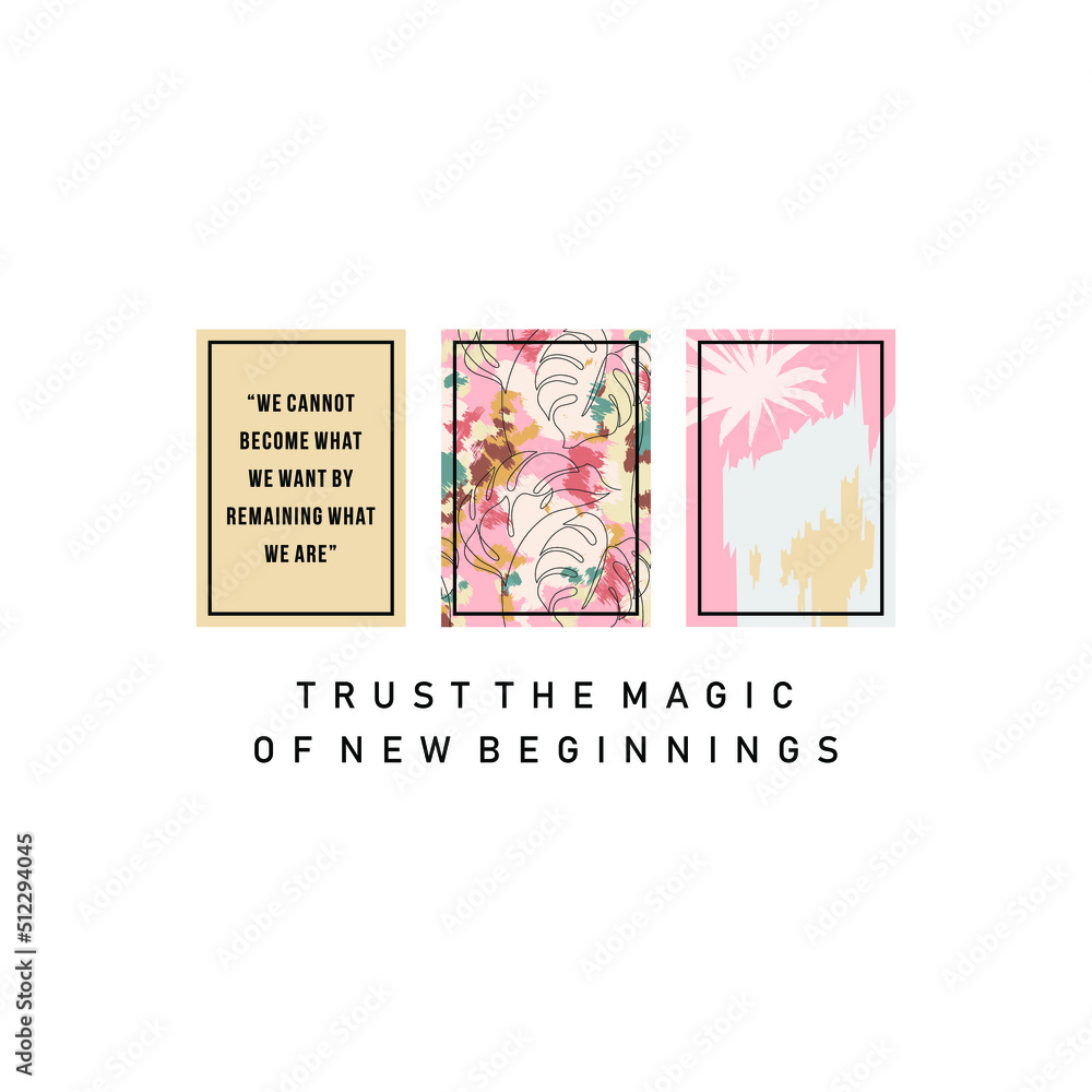 Trust the magic of new beginnings typographic slogan with flower for t ...