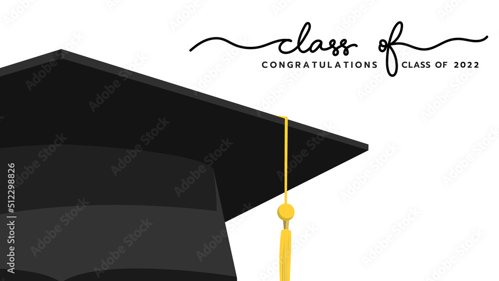 Class of 2022 logo simple. Congratulations with cap . Template for ...