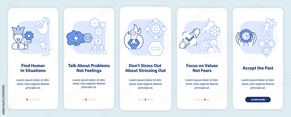 Dealing with change light blue onboarding mobile app screen ...