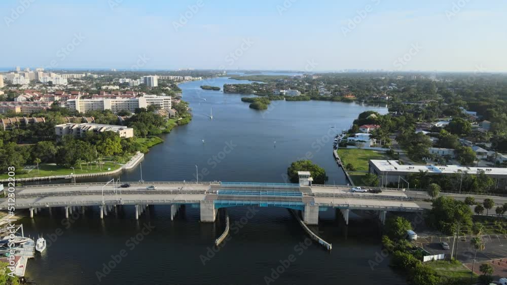 Flying a drone over a drawbridge on the intercostal waterway of Florida ...